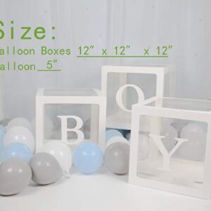 luckylibra Elephant Baby Shower Decorations For boy, B - O - Y Transparent Balloon Boxes & 30Pcs Latex Balloons