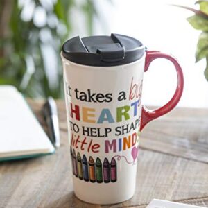 Cypress Home It Takes A Big Heart To Help Shape Little Minds 17 OZ DoubleWall Insulated Travel Mug Teacher Appreciation Gift 3.5 x 5.25 x 7 inches