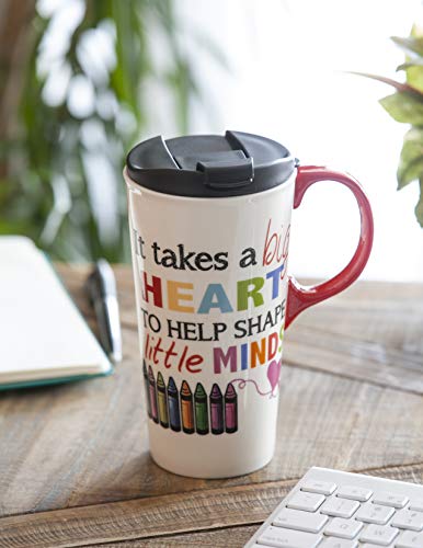 Cypress Home It Takes A Big Heart To Help Shape Little Minds 17 OZ DoubleWall Insulated Travel Mug Teacher Appreciation Gift 3.5 x 5.25 x 7 inches