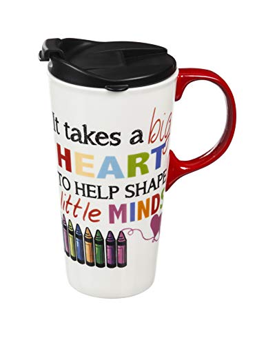 Cypress Home It Takes A Big Heart To Help Shape Little Minds 17 OZ DoubleWall Insulated Travel Mug Teacher Appreciation Gift 3.5 x 5.25 x 7 inches