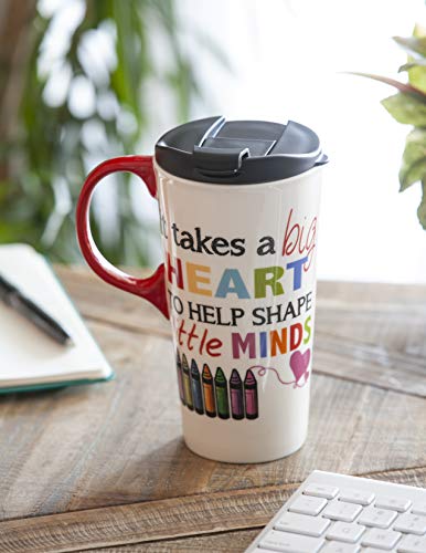 Cypress Home It Takes A Big Heart To Help Shape Little Minds 17 OZ DoubleWall Insulated Travel Mug Teacher Appreciation Gift 3.5 x 5.25 x 7 inches