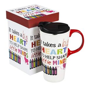 Cypress Home It Takes A Big Heart To Help Shape Little Minds 17 OZ DoubleWall Insulated Travel Mug Teacher Appreciation Gift 3.5 x 5.25 x 7 inches