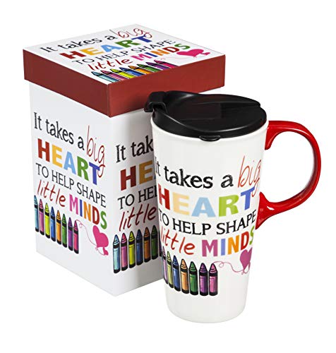 Cypress Home It Takes A Big Heart To Help Shape Little Minds 17 OZ DoubleWall Insulated Travel Mug Teacher Appreciation Gift 3.5 x 5.25 x 7 inches