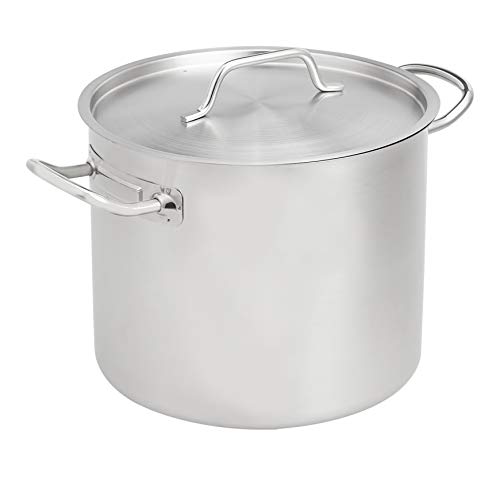 AmazonCommercial 12 Qt. Stainless Steel Aluminum-Clad Stock Pot with Cover