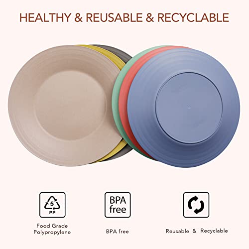 greenandlife 10inch/6pcs Dishwasher & Microwave Safe Wheat Straw Plates - Lightweight Reusable Unbreakable Dinner Plates, Non-toxin, BPA Free and Healthy for Kids Children Toddler & Adult