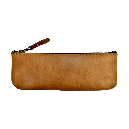 Hide & Drink, Durable Leather Pencil Pouch, Pen Case, Work Accessories, Student & Professionals Essentials, Handmade Includes 101 Year Warranty :: Single Malt Mahogany