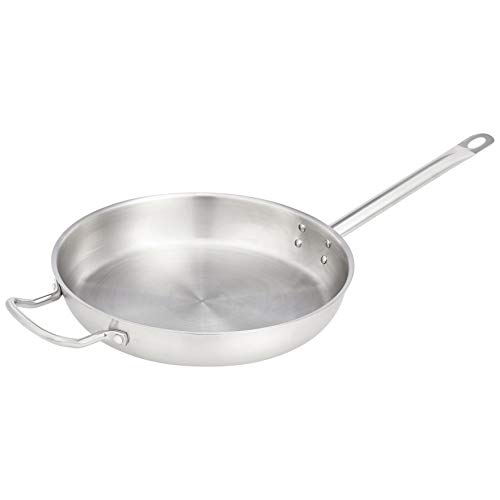 AmazonCommercial 12" Stainless Steel Aluminum-Clad Fry Pan with Helper Handle