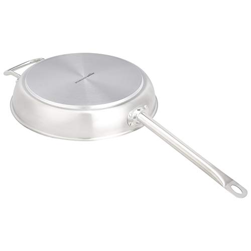 AmazonCommercial 12" Stainless Steel Aluminum-Clad Fry Pan with Helper Handle