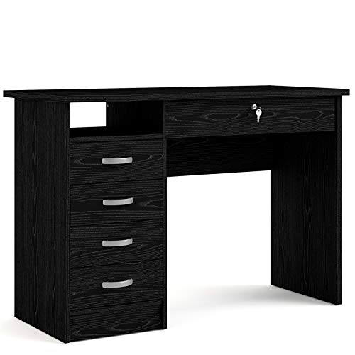 Tvilum Desk with 5 Drawers, Black Woodgrain