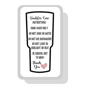 Dusty Pink Heart Handmade Tumbler Care Instruction and Cleaning Card Printed | 50 Pack | Bulk Tumbler Cards in Box For Vinyl, Glitter, Decals, Crafters, Epoxy, Resin