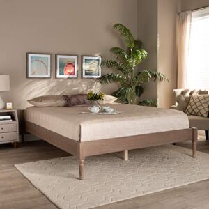 baxton studio colette french bohemian antique oak finished wood full size platform bed frame