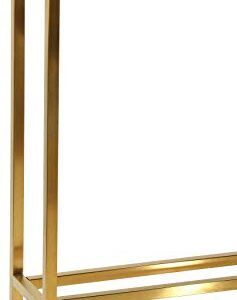 Cortesi Home Juan Console Table, Skinny 56" x 8", Brushed Gold Color with Clear 10mm Glass,CH-AT656930