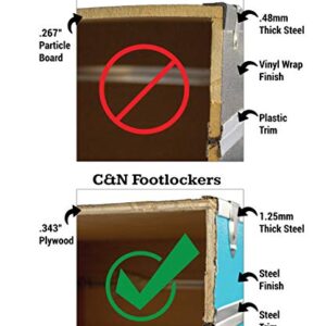 C&N Footlockers College Dorm Room Under Bed - The Slim Lockable Trunk - 32 x 18 x 8.25 Inches