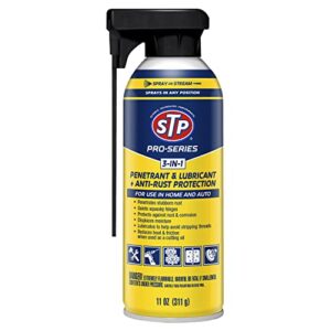 pro series car rust remover, 3-in-1 lubricant and penetrant for home, cars and truck, 11 oz, stp