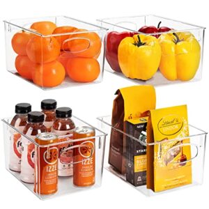 sorbus clear refrigerator organizer bins - fridge organizer plastic storage bins for pantry & kitchen organization and storage - versatile bath, makeup, snack & food, freezer organizer bins (4 pack)