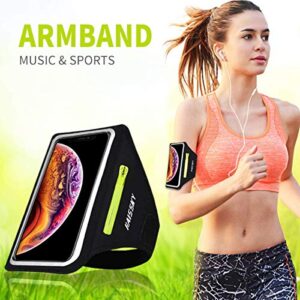 Cell Phone Running Armband with Airpods Zipper Pocket Armband Case Running Holder For iPhone 14/14 Pro Max/13/13 Pro/12 Pro Max/12 Pro /11 Pro Max,Galaxy S20 S10,Sweatproof Arm Band with Card/Key Bag