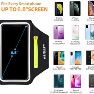 Cell Phone Running Armband with Airpods Zipper Pocket Armband Case Running Holder For iPhone 14/14 Pro Max/13/13 Pro/12 Pro Max/12 Pro /11 Pro Max,Galaxy S20 S10,Sweatproof Arm Band with Card/Key Bag