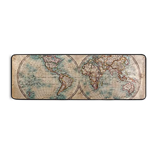 Bolaz Doormat Area Rug Mat A Genuine Old Stained World Map Runner Carpet for Bedroom Front Door Kitchen Indoors Home Decoration 72 x 24inch