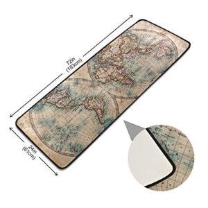 Bolaz Doormat Area Rug Mat A Genuine Old Stained World Map Runner Carpet for Bedroom Front Door Kitchen Indoors Home Decoration 72 x 24inch