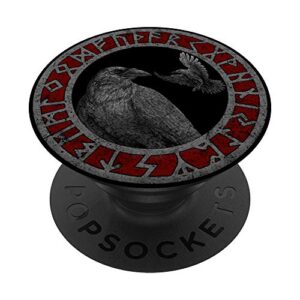 viking norse mythology vegvisir runes odin's huginn & muninn popsockets swappable popgrip