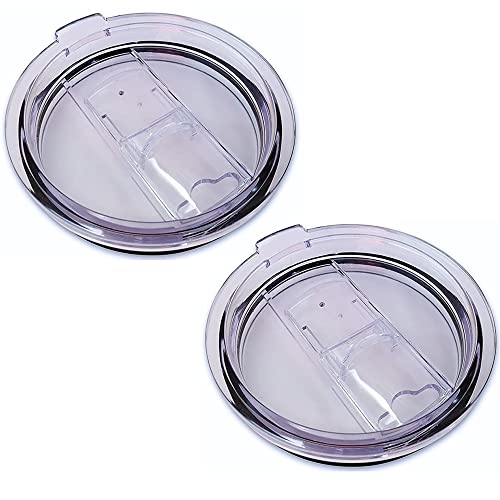 2 Replacement Lids for 20oz Stainless Steel Tumbler Travel Cup - Fits OF 3.2 INCH Yeti Rambler RTIC and others- Sliding(Transparent)