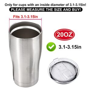 2 Replacement Lids for 20oz Stainless Steel Tumbler Travel Cup - Fits OF 3.2 INCH Yeti Rambler RTIC and others- Sliding(Transparent)