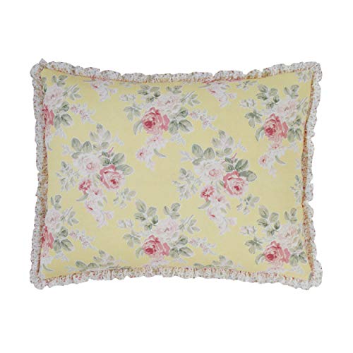 Laura Ashley Home | Melany Collection | Premium Quality Pillow Sham, Decorative Pillow Case for Bedroom Living Room and Home Décor, Standard, Yellow