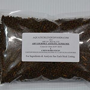 AQUATICBLENDEDFOODS ABF Axolotl Food Mix, Soft BITS & Mini Sticks,Bloodworm,Earthworm,Krill,ABF284 (3oz) - Heat Sealed for Freshness - 24HR Ship