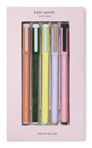 kate spade new york black ink fine tip pen set of 5, colorblock