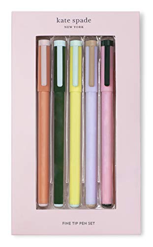 Kate Spade New York Black Ink Fine Tip Pen Set of 5, Colorblock