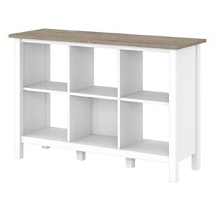 bush furniture mayfield 6 cube bookcase in shiplap gray/white - engineered wood