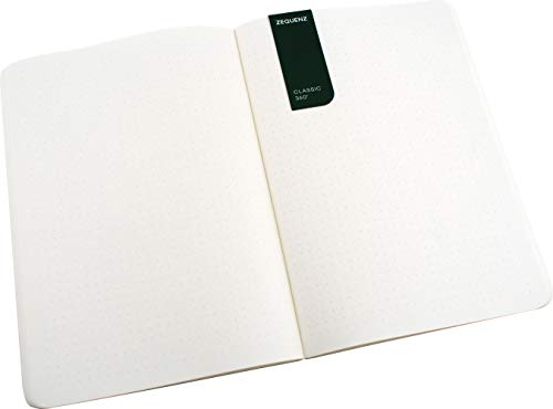 Zequenz Classic 360 The Color Series, Size: Large, Color: Emerald, Paper: Dot, Soft cover Notebook, Soft Bound Journal, 5.83"W x 8.19" H x .47", 100 sheets/200 pages, Dot Matrix Pattern Premium Paper