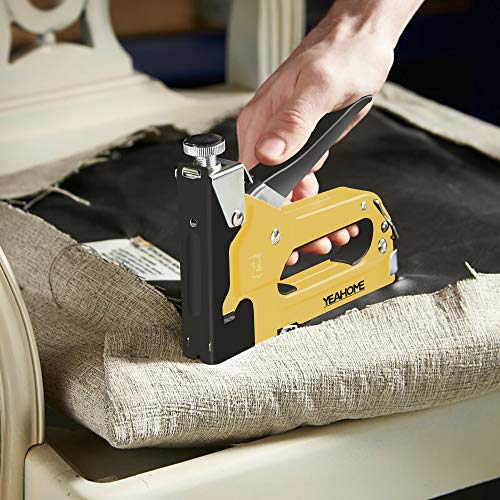 Upholstery Staple Gun Heavy Duty, YEAHOME 4-in-1 Stapler Gun with 4000 Staples, Manual Brad Nailer Power Adjustment Stapler Gun for Wood, Crafts, Carpentry, Decoration DIY