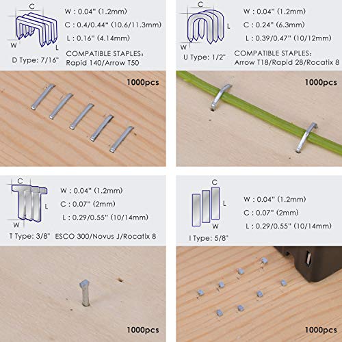 Upholstery Staple Gun Heavy Duty, YEAHOME 4-in-1 Stapler Gun with 4000 Staples, Manual Brad Nailer Power Adjustment Stapler Gun for Wood, Crafts, Carpentry, Decoration DIY