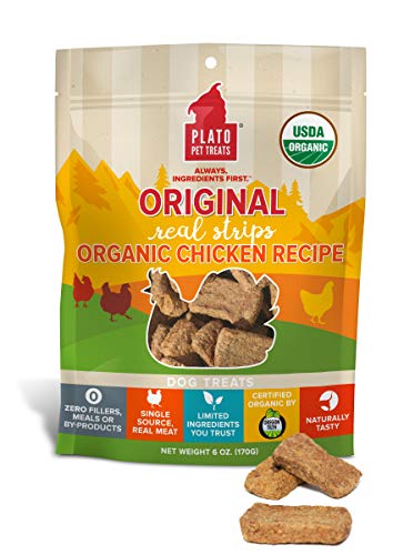 PLATO Original Real Strips Organic Chicken 18oz, Natural