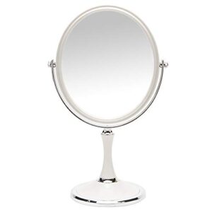 yeake desk mirror vintage table mirror with stand 8-inch double sided swivel mirror 1x/3x magnification makeup vanity mirror with silver style 13 inch height standing tabletop mirror(oval)