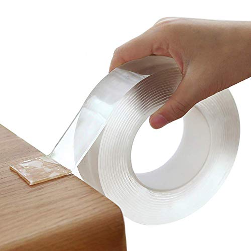 Nano Tape Double Sided Sticky Washable Multipurpose Adhesive Tape Traceless Washable, Heavey Duty Strong Sticky Mounting Tape Gel Poster Tape for Paste Items Office & Household (16.4Ft x 1.18In)