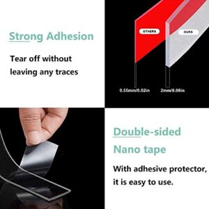 Nano Tape Double Sided Sticky Washable Multipurpose Adhesive Tape Traceless Washable, Heavey Duty Strong Sticky Mounting Tape Gel Poster Tape for Paste Items Office & Household (16.4Ft x 1.18In)