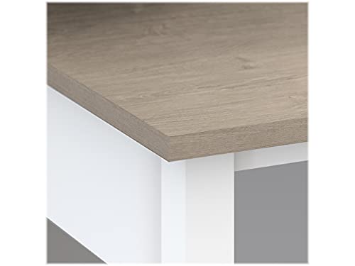 Bush Mayfield 60W L Shaped Computer Desk in Shiplap Gray/White - Engineered Wood