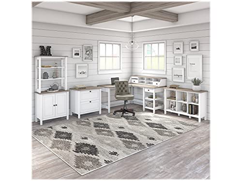 Bush Mayfield 60W L Shaped Computer Desk in Shiplap Gray/White - Engineered Wood