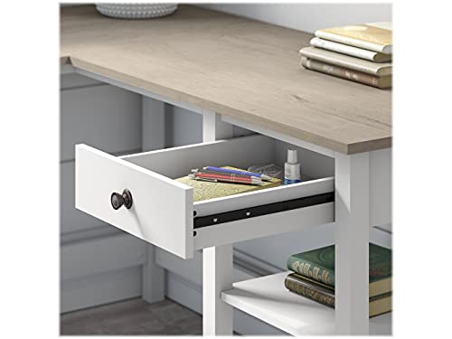 Bush Mayfield 60W L Shaped Computer Desk in Shiplap Gray/White - Engineered Wood