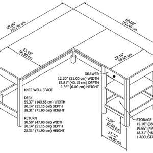 Bush Mayfield 60W L Shaped Computer Desk in Shiplap Gray/White - Engineered Wood