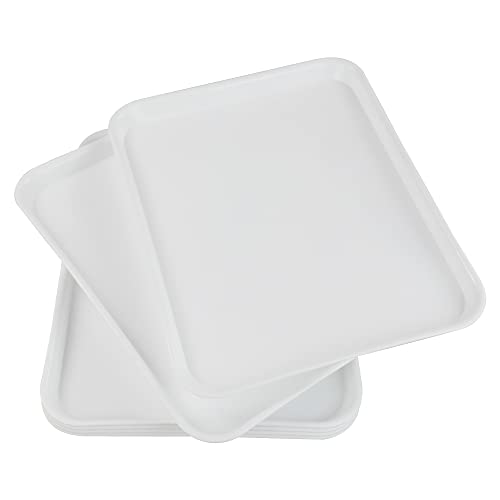 Ponpong White Large Plastic Fast Food Serving Tray, Rectangle, 6 Packs