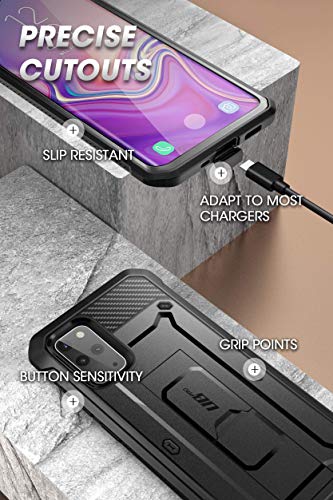 SUPCASE UB Pro Series Designed for Samsung Galaxy S20 Plus 5G Case, Built-in Screen Protector with Full-Body Rugged Holster & Kickstand for Galaxy S20 Plus (2020 Release) (Black)