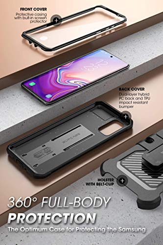 SUPCASE UB Pro Series Designed for Samsung Galaxy S20 Plus 5G Case, Built-in Screen Protector with Full-Body Rugged Holster & Kickstand for Galaxy S20 Plus (2020 Release) (Black)