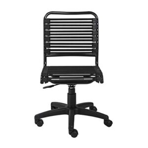 homeroots metal black flat bungie cord low back rolling office chair