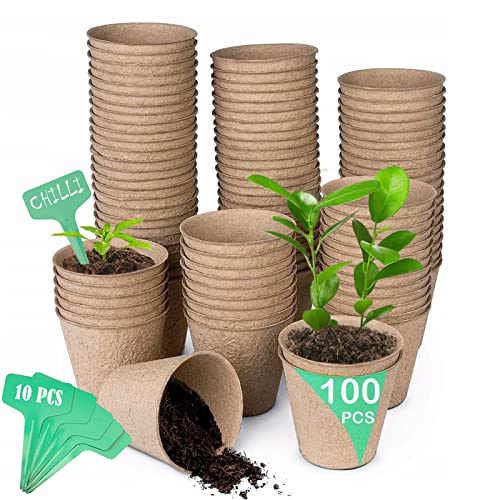 IAXSEE 100 Pack Peat Pots, Nursery Pots 3.15 Inch Starting Planter