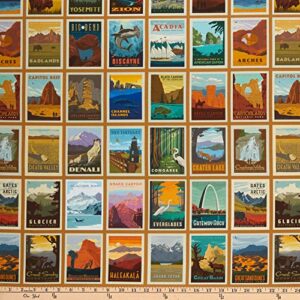 riley blake national parks posters 20" panel sand, fabric by the yard