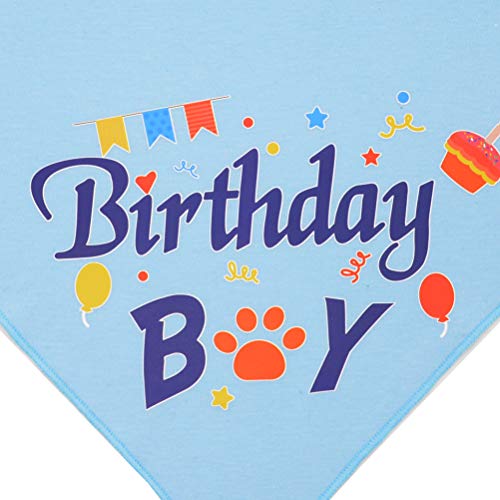 Dog Birthday Bandana Boy Scarf and Crown Dog Birthday Hat, Flower Headwear for Medium to Large Dogs Blue