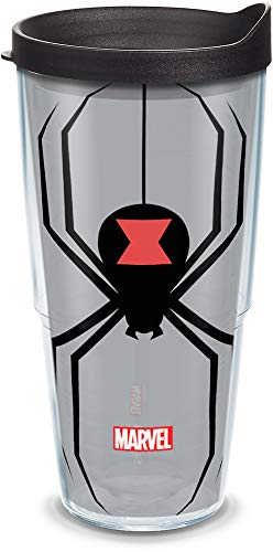 Tervis Marvel - Black Widow Made in USA Double Walled Insulated Tumbler Travel Cup Keeps Drinks Cold & Hot, 24oz, Clear